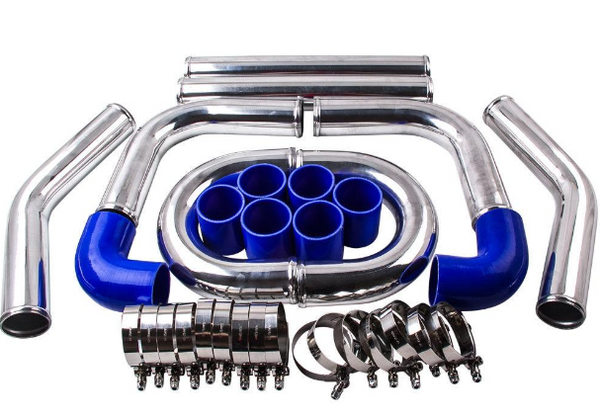 UNIVERSAL ALUMINIUM INTERCOOLER PIPING KIT 3" / 76MM 8 PIPES + SILICON ...